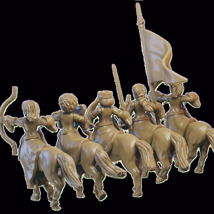 3D Printable Centaur Ladies Miniatures (32mm, modular) by Juhász Gergely