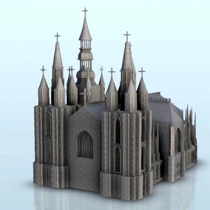 3D Printable Gothic church with bell tower 15 - Middle Age SAGA ...