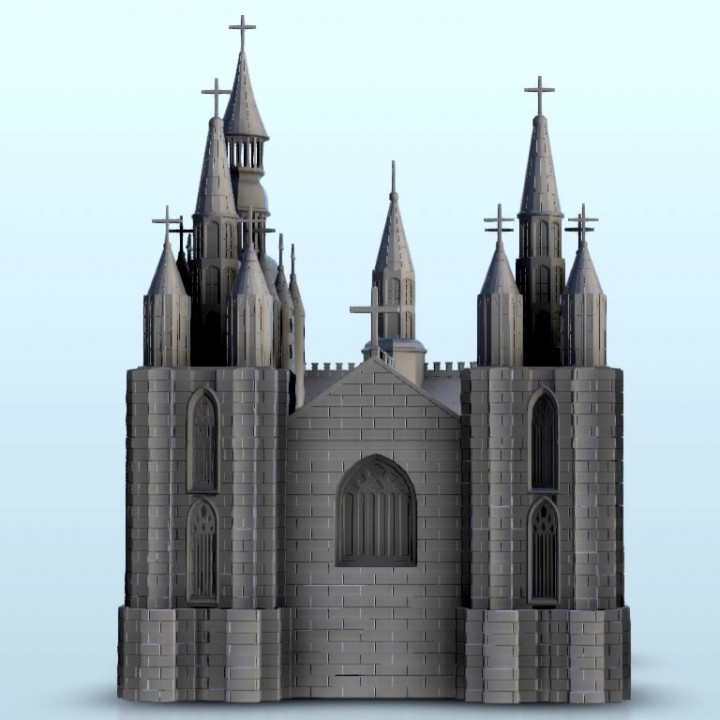 3D Printable Gothic church with bell tower 15 - Middle Age SAGA ...