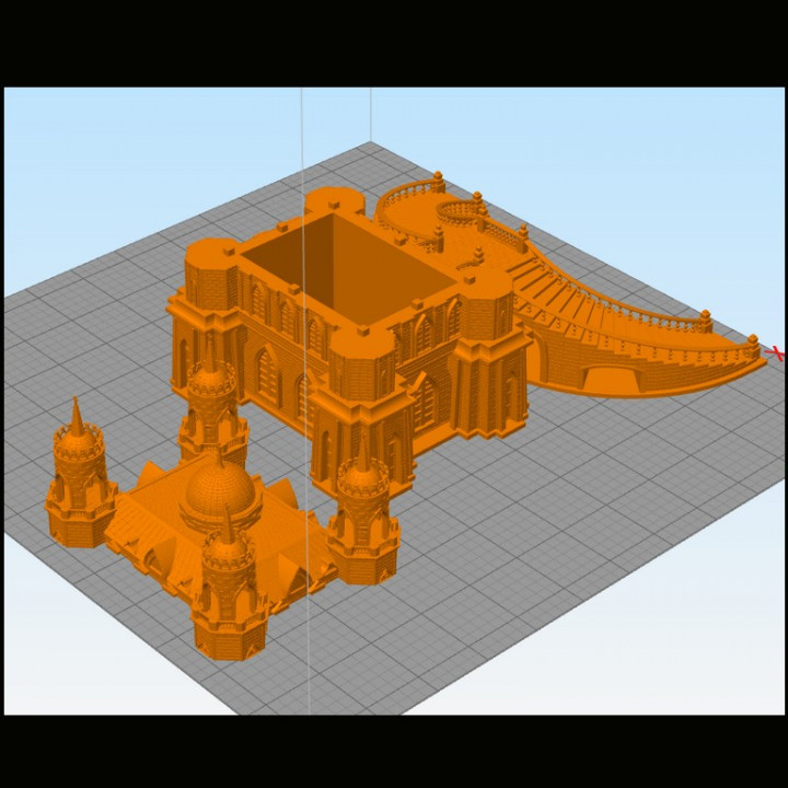 3D Printable Gothic palace with entrance stairs - Middle Age SAGA ...