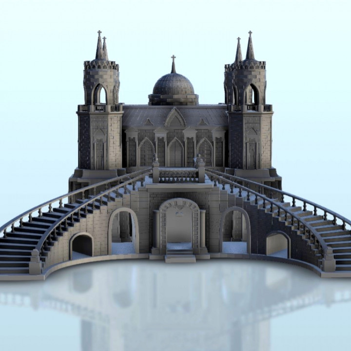 3D Printable Gothic palace with entrance stairs - Middle Age SAGA ...