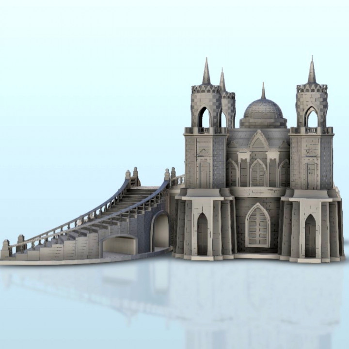 3D Printable Gothic palace with entrance stairs - Middle Age SAGA ...