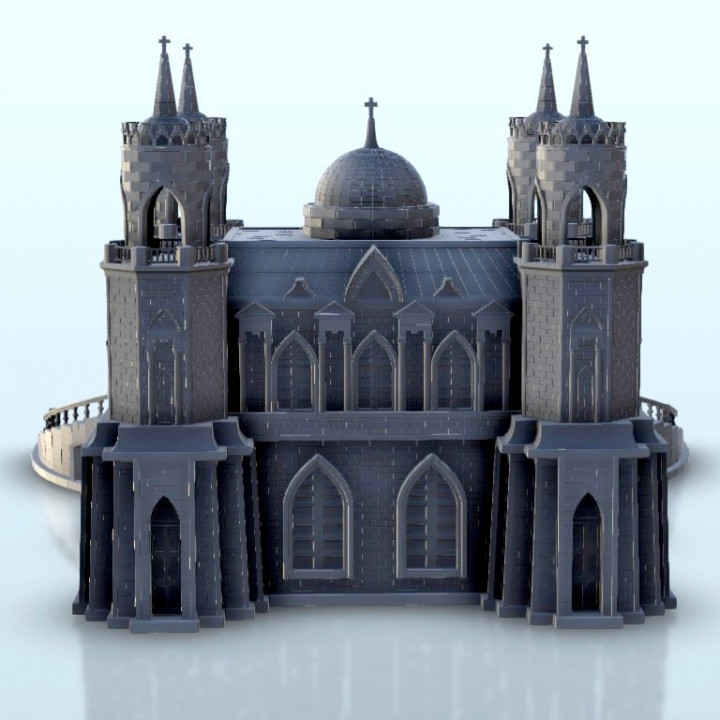 3D Printable Gothic palace with entrance stairs - Middle Age SAGA ...