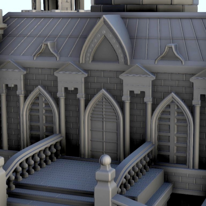 3D Printable Gothic palace with entrance stairs - Middle Age SAGA ...