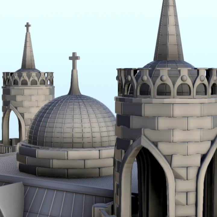 3D Printable Gothic palace with entrance stairs - Middle Age SAGA ...