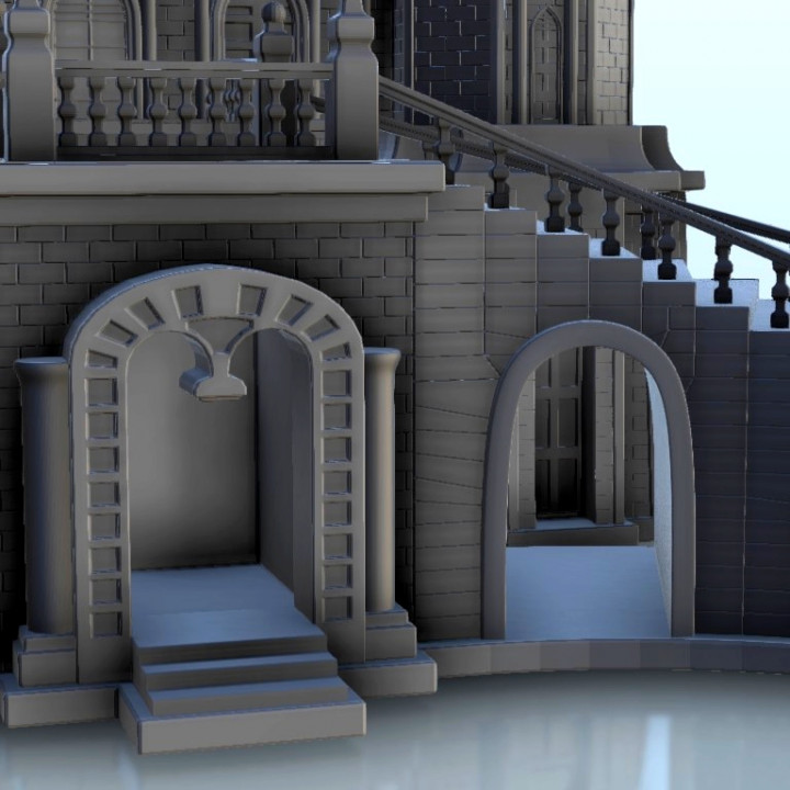 3D Printable Gothic palace with entrance stairs - Middle Age SAGA ...