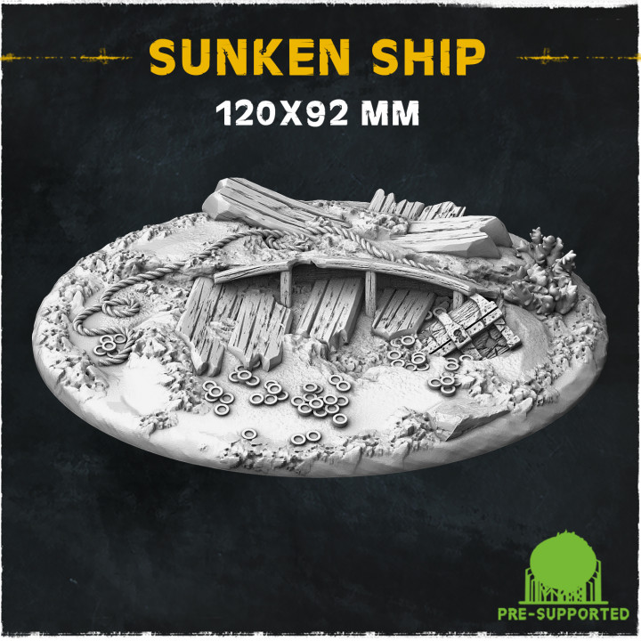 3D Printable Wargame Bases & Toppers - Sunken Ship (Big Set) by Zabavka ...