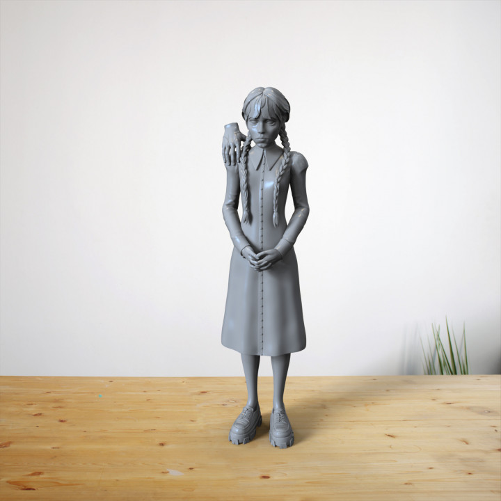 3D Printable Wednesday Addams fanart sculpt by Andrew Yakovlev