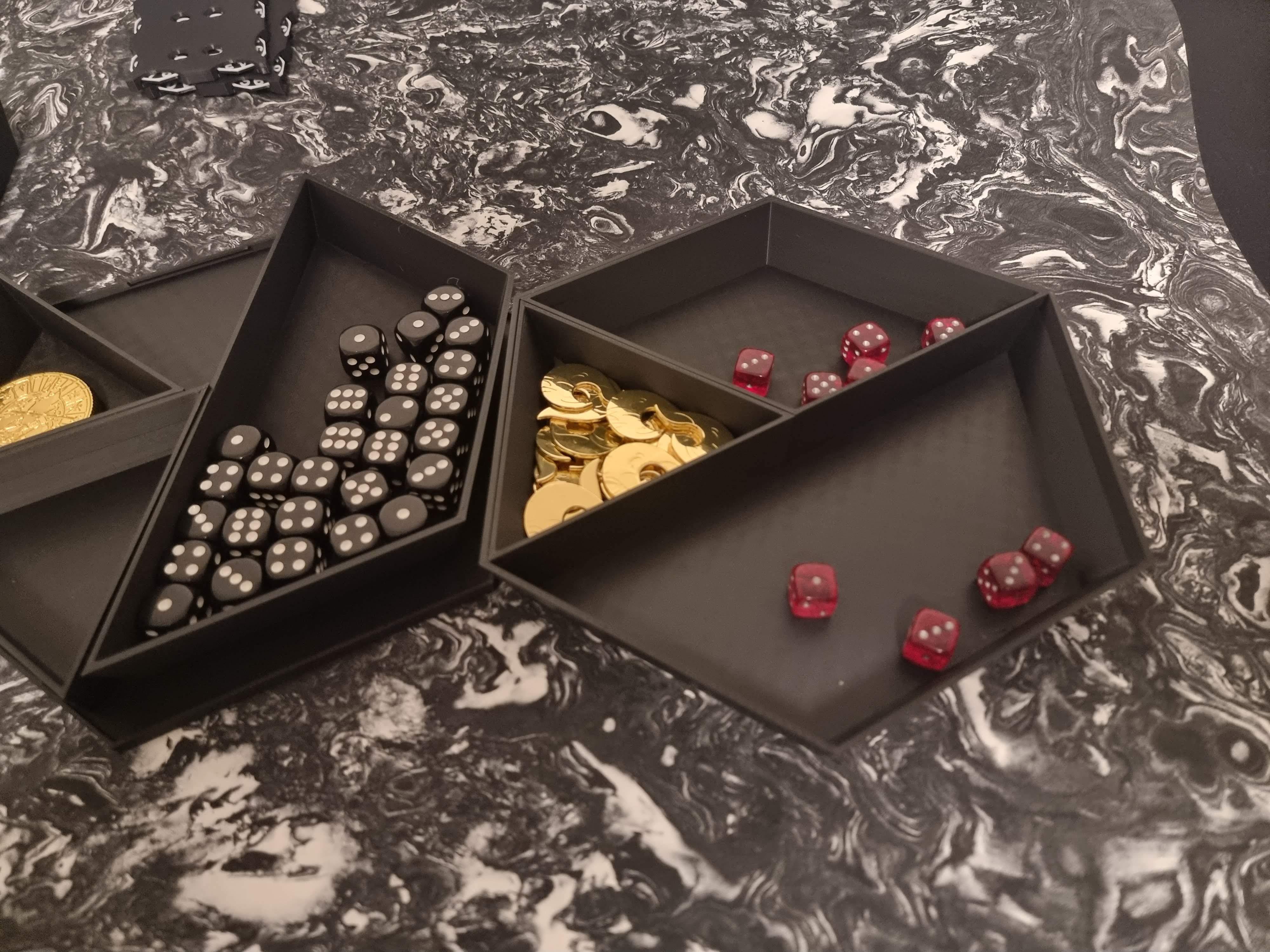 3D Printable AnySize Dice Tray, dice storage - and Token box by Svend Feldt