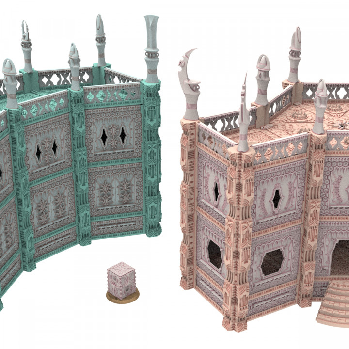 3D Printable 4x9x9" Dark elves Ruined Building free sample for wargame ...