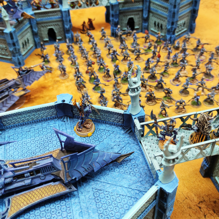 3D Printable 4x9x9" Dark elves Ruined Building free sample for wargame ...