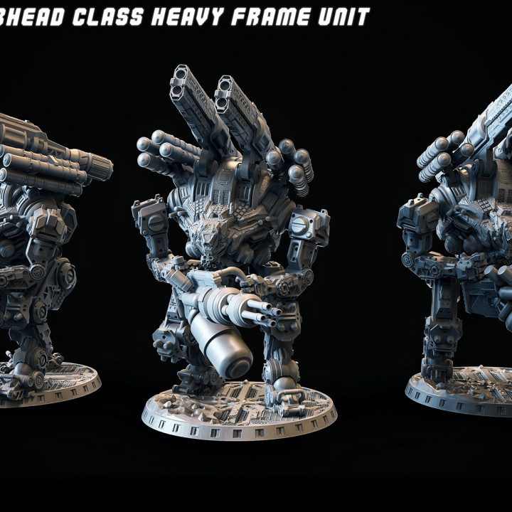 3D Printable HammerHead Class Heavy Frame 67mm base 3 Poses by Extra Guy