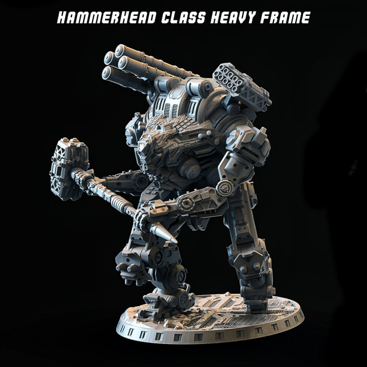 3D Printable HammerHead Class Heavy Frame 67mm base 3 Poses by Extra Guy