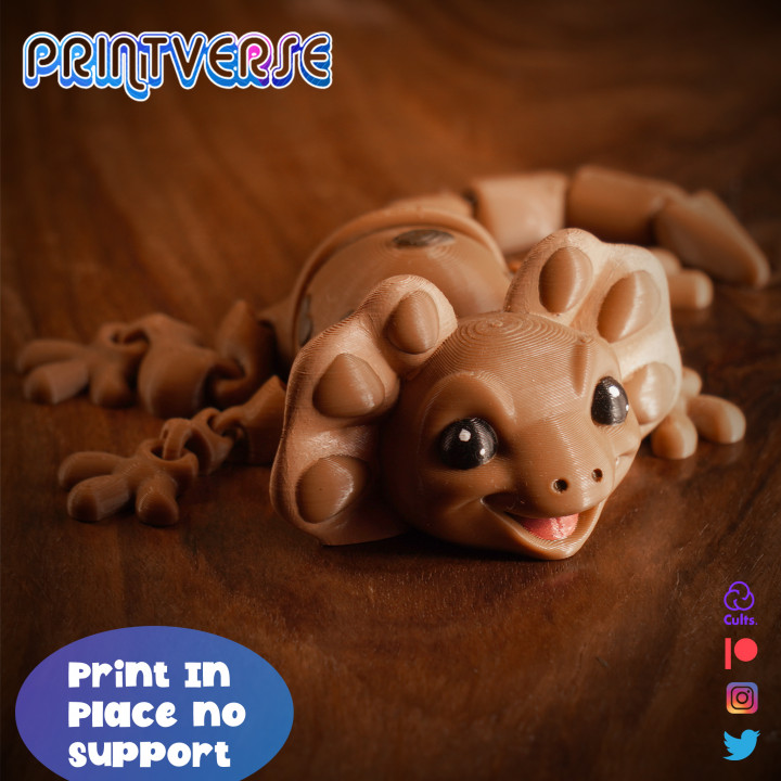 3D Printable Flexy Baby Frilled Lizard Print In Place No Support by ...