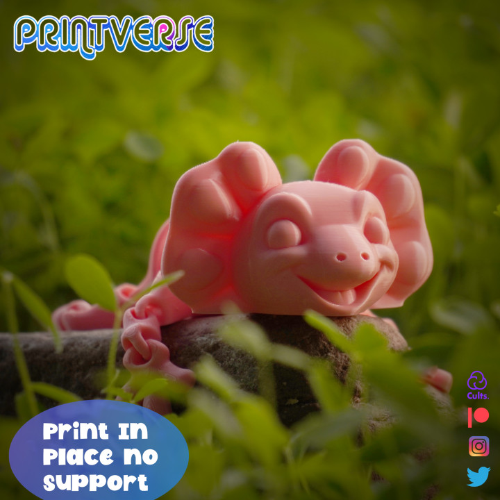 3D Printable Flexy Baby Frilled Lizard Print In Place No Support by ...