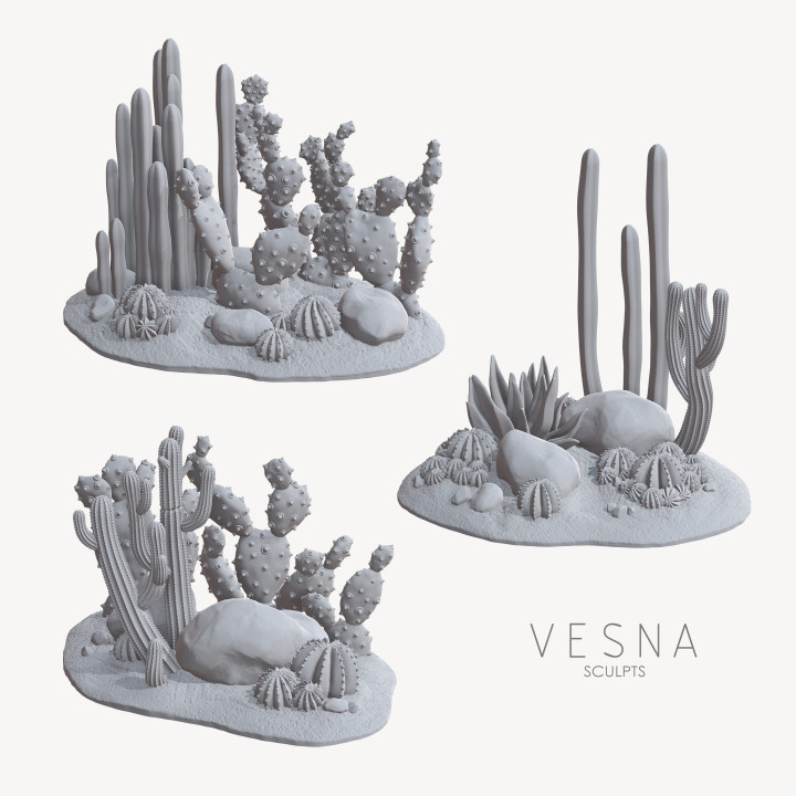 3D Printable CACTI GROUPS by VESNA SCULPTS
