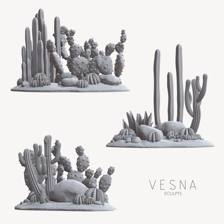 3D Printable CACTI GROUPS by VESNA SCULPTS