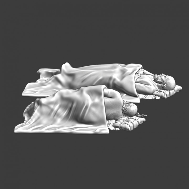 3D Printable Two medieval men sleeping by Northern Crusades Miniatures