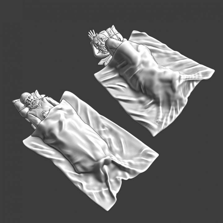 3D Printable Two medieval men sleeping by Northern Crusades Miniatures