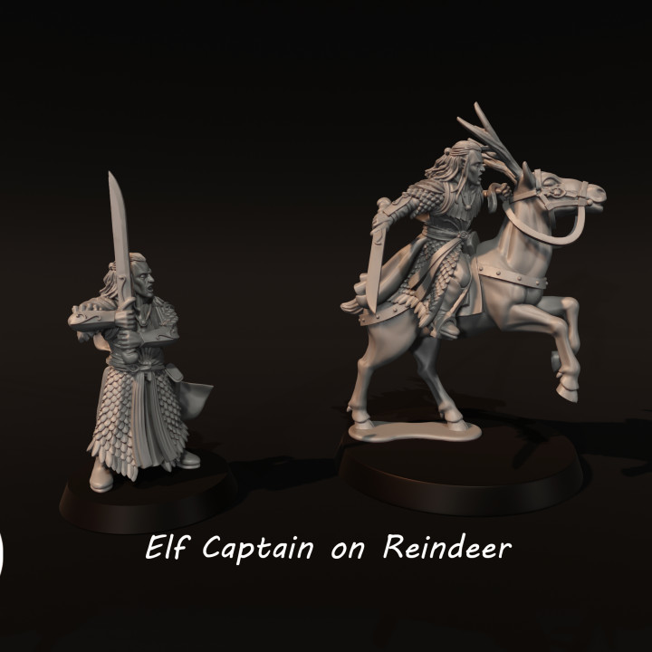 3D Printable Elf Captain With Reindeer by Medbury Miniatures
