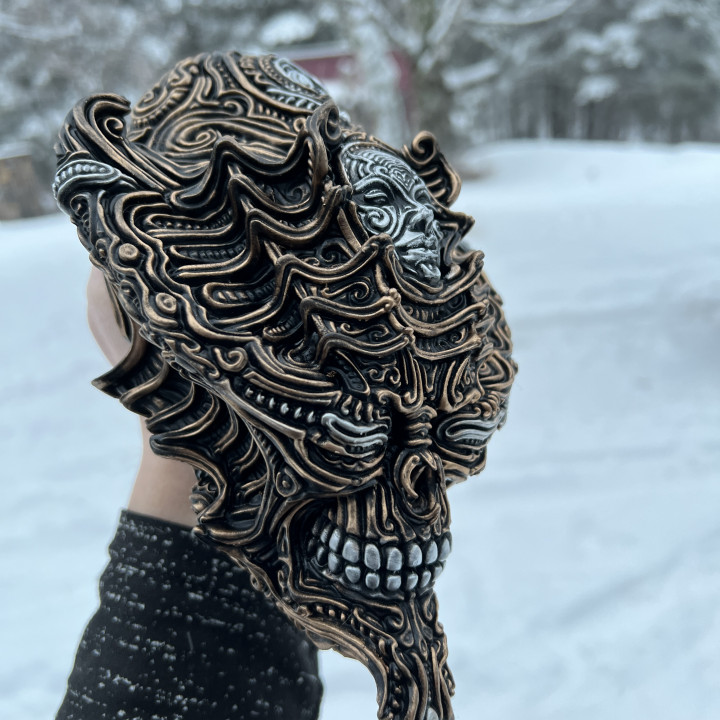 3D Printable Skull wall mask by Zane Rogers