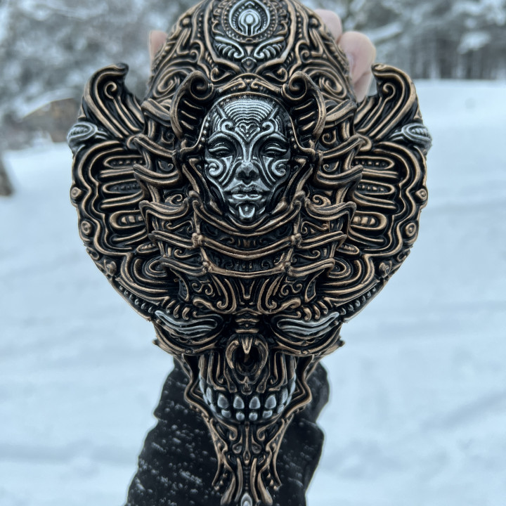 3D Printable Skull wall mask by Zane Rogers