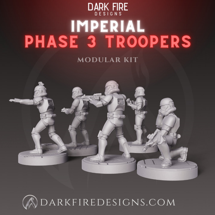 3D Printable Phase Three Trooper Squad by Dark Fire Designs