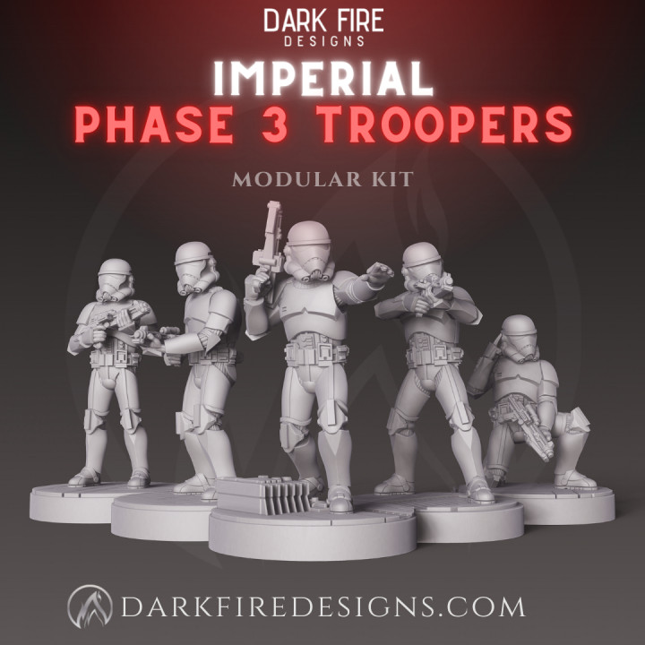 3D Printable Phase Three Trooper Squad by Dark Fire Designs