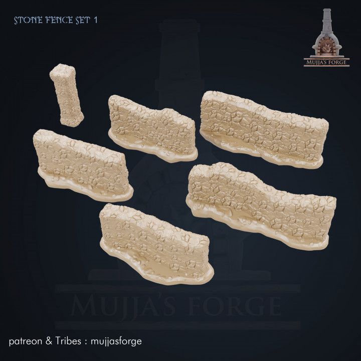 3D Printable Stone fence set 1 - FFST&P by MUJJA'S FORGE