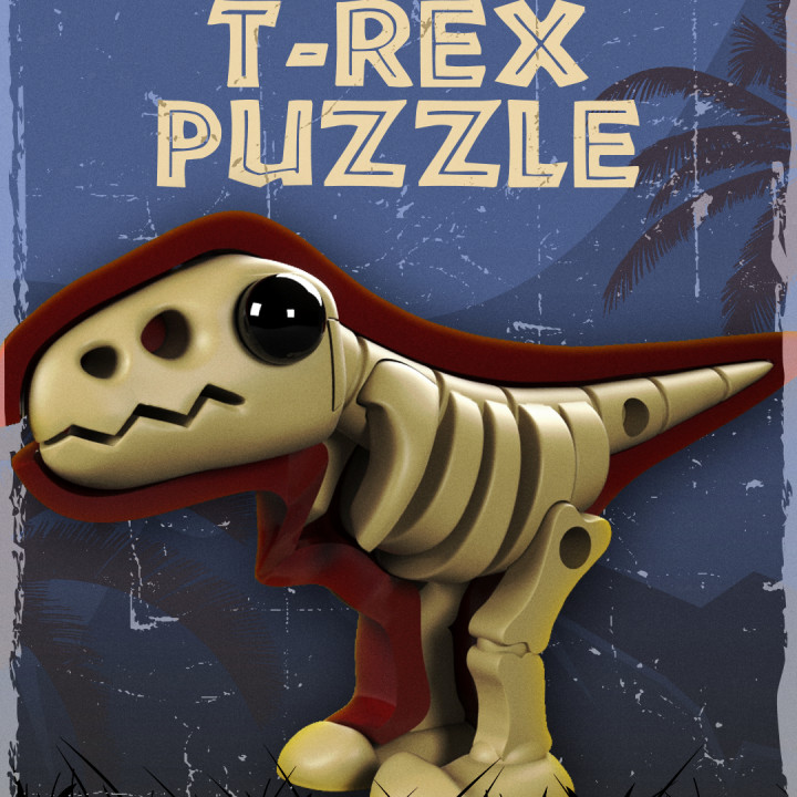 3D Printable T-Rex Puzzle by Stlflix