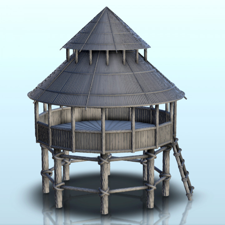 3D Printable Circular wooden building on stilts (4) - Pacific War WW2 ...