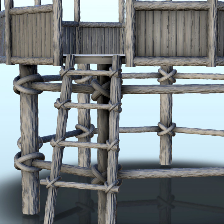3D Printable Circular wooden building on stilts (4) - Pacific War WW2 ...