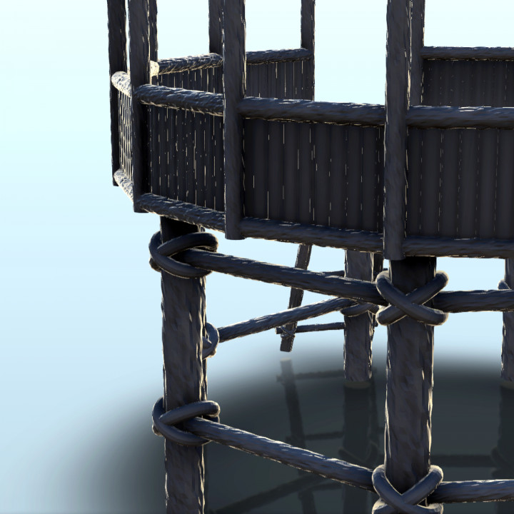 3D Printable Circular wooden building on stilts (4) - Pacific War WW2 ...