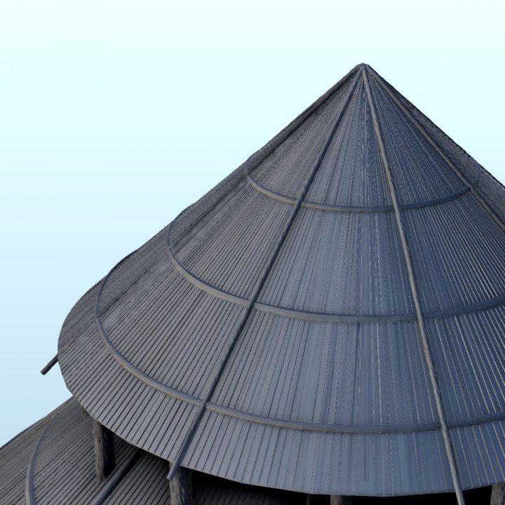 3D Printable Circular wooden building on stilts (4) - Pacific War WW2 ...