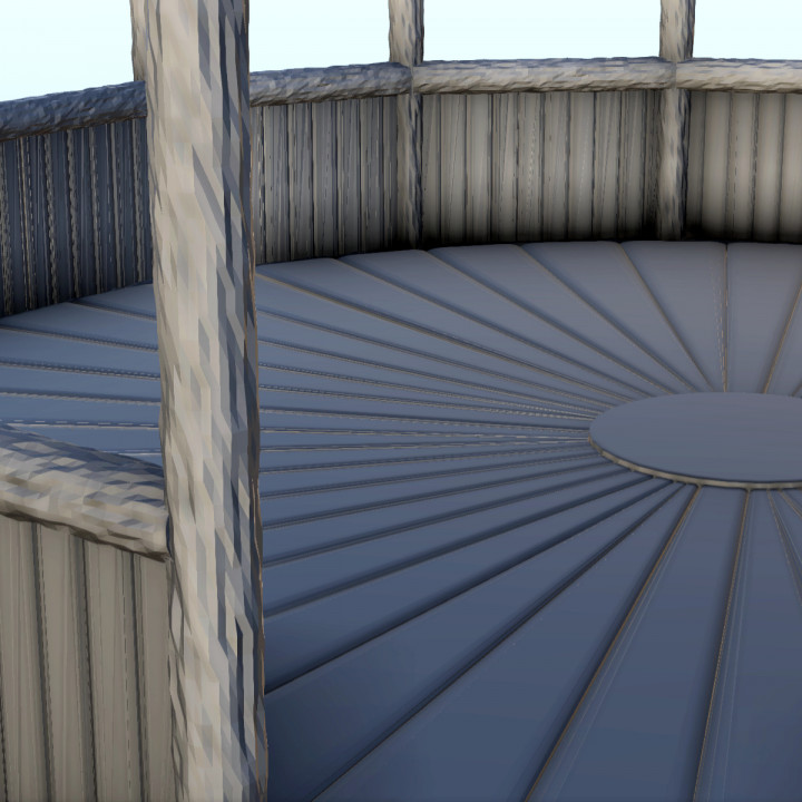 3D Printable Circular wooden building on stilts (4) - Pacific War WW2 ...