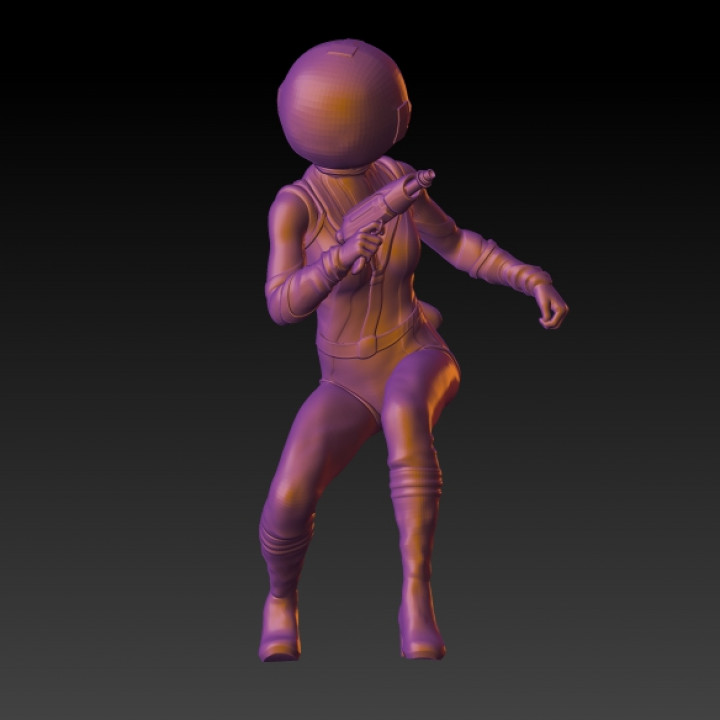 3D Printable female cyberpunk warrior - retro space - Rpg by Master