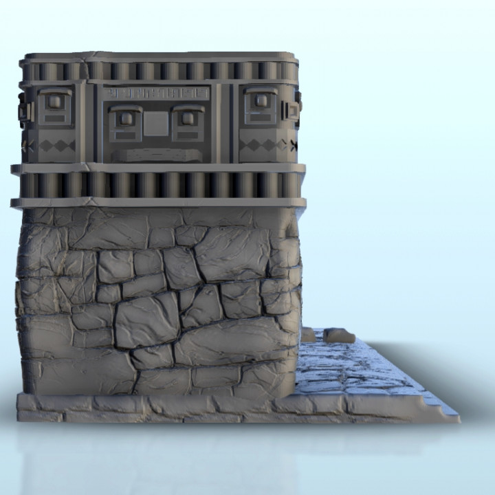 3D Printable Long mesoamerican building with pillars 7 - Maya Aztec ...