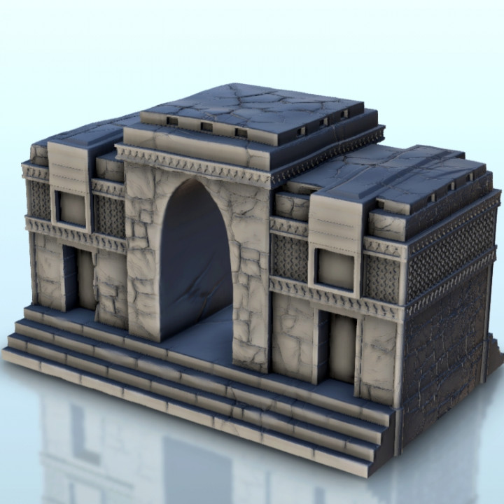 3D Printable Large mesoamerican sacbe arch 9 - Maya Aztec Cuetzpal ...