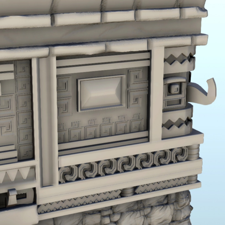 3D Printable Mesoamerican high building with ornamentations 10 - Maya ...