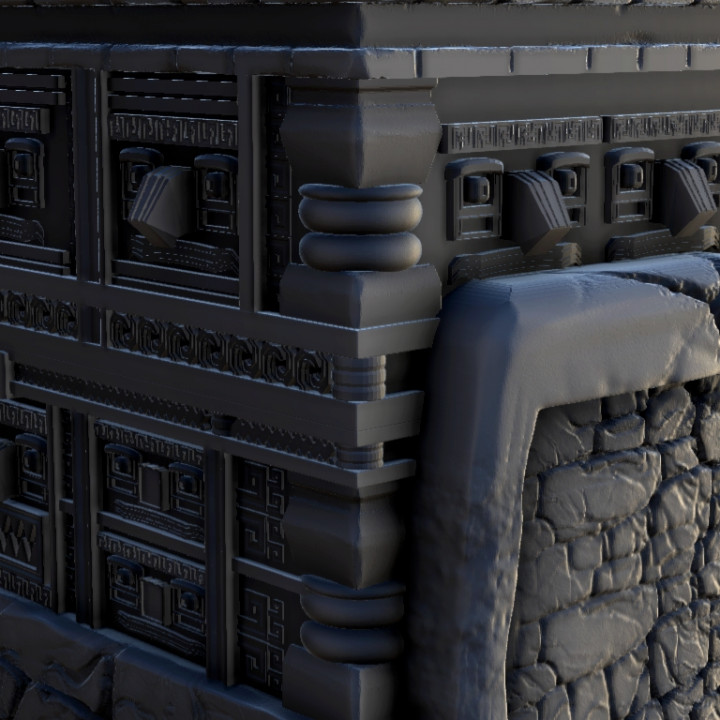 3D Printable Mesoamerican temple with double stairs 18 - Maya Aztec ...