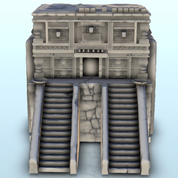 3D Printable Mesoamerican temple with double stairs 18 - Maya Aztec ...