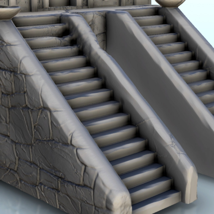 3D Printable Mesoamerican temple with double stairs 18 - Maya Aztec ...