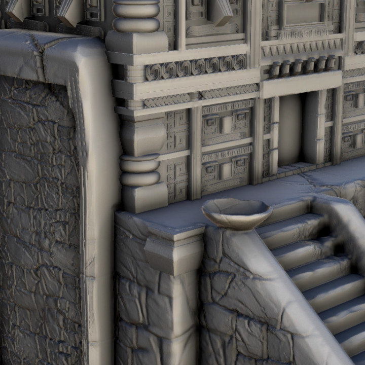 3D Printable Mesoamerican temple with double stairs 18 - Maya Aztec ...