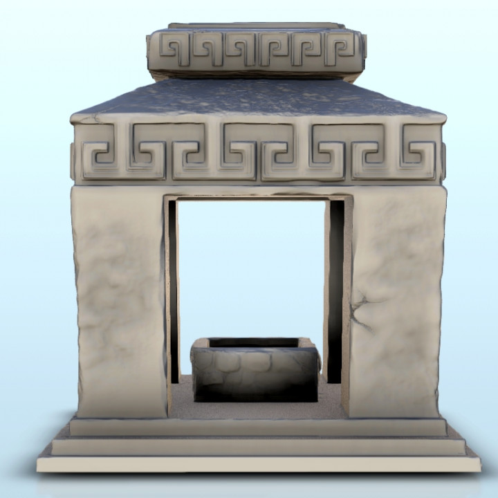 3D Printable Mesoamerican building with central well 23 - Maya Aztec ...