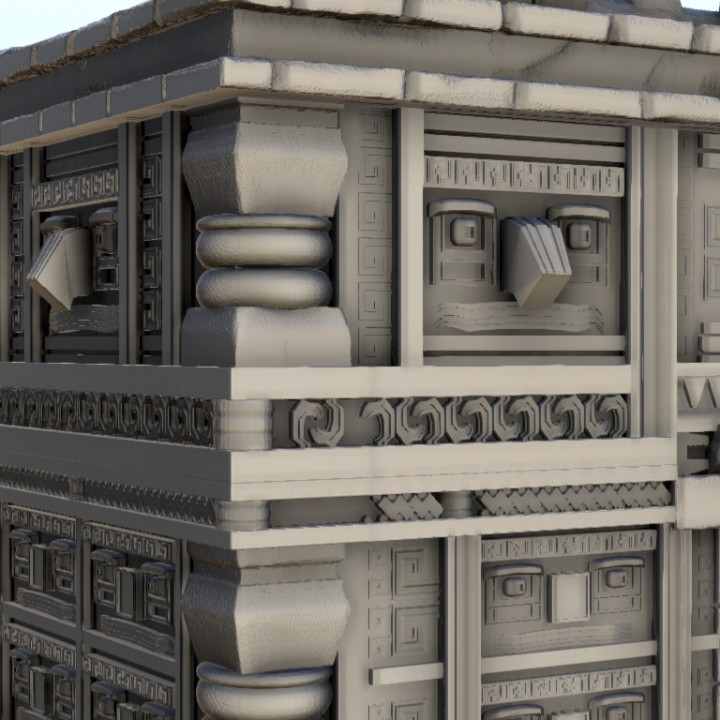 3D Printable Mesoamerican building with ornamentations 35 - Maya Aztec ...