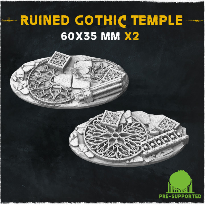 3D Printable Ruined Gothic Temple (Big Set) - Wargame Bases & Toppers 2 ...