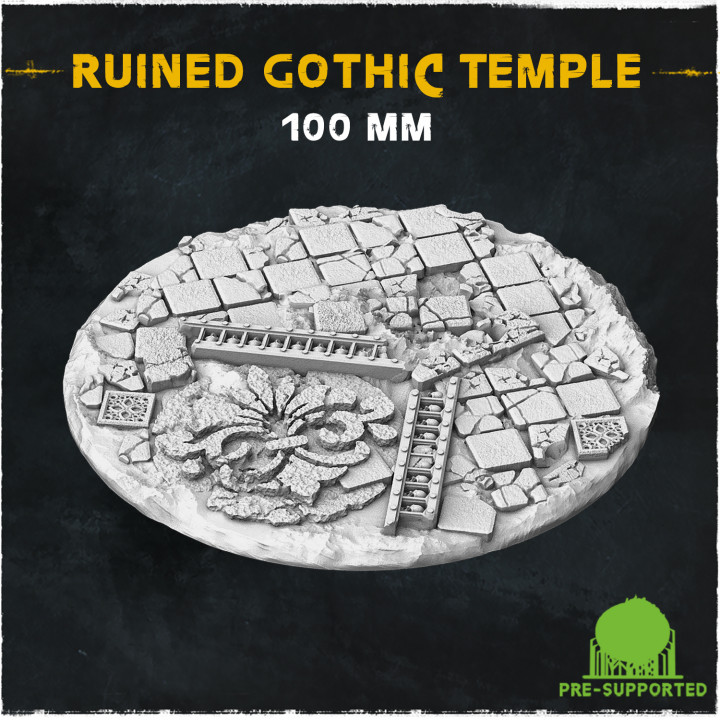 3D Printable Ruined Gothic Temple (Big Set) - Wargame Bases & Toppers 2 ...