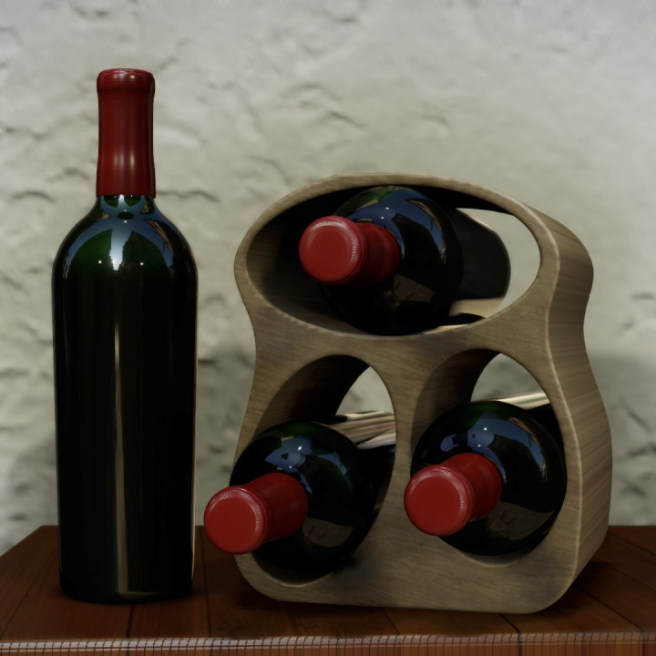 3D Printable WINE RACK FOR 3 BOTTLES by Lazy Bear