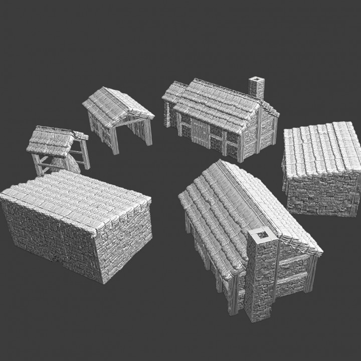 3D Printable Small medieval village model by Northern Crusades Miniatures