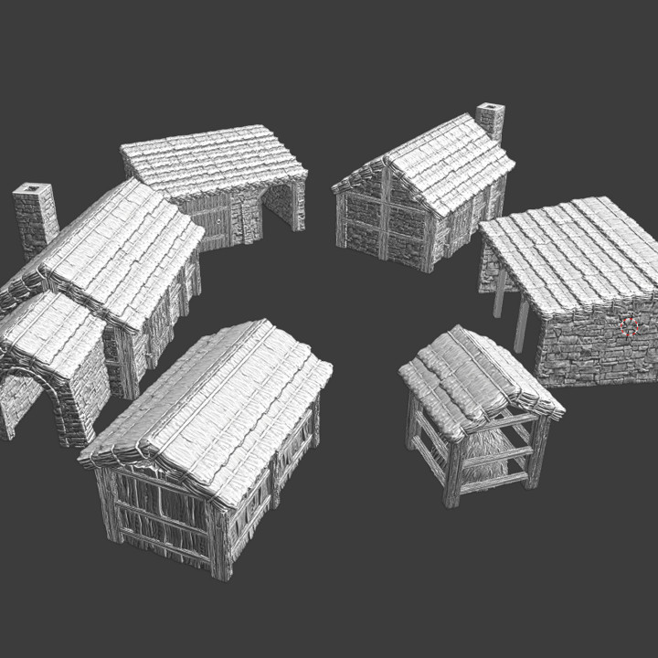 3D Printable Small medieval village model by Northern Crusades Miniatures